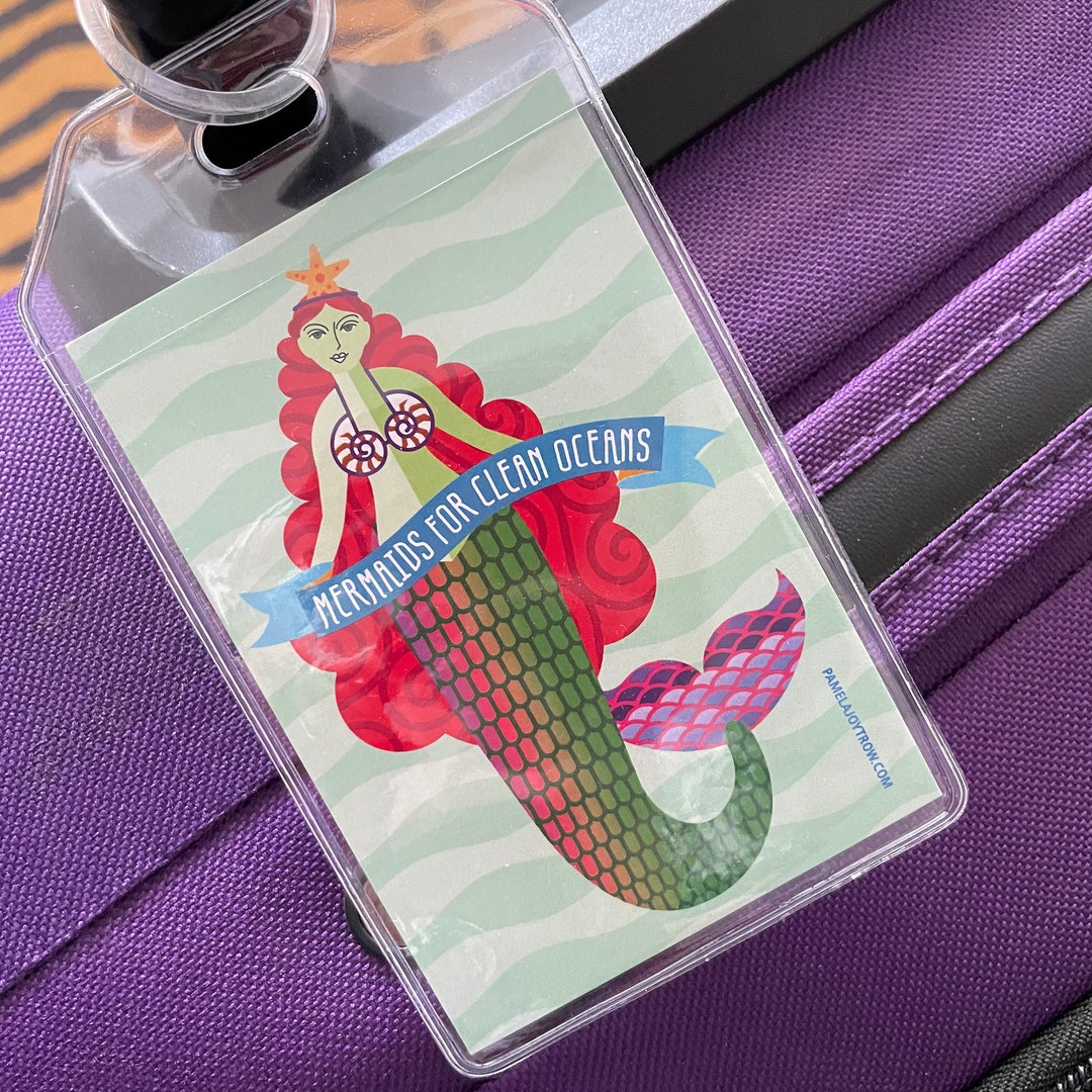 Mermaids With Messages- Clean Oceans Vinyl Luggage Tag - Etsy