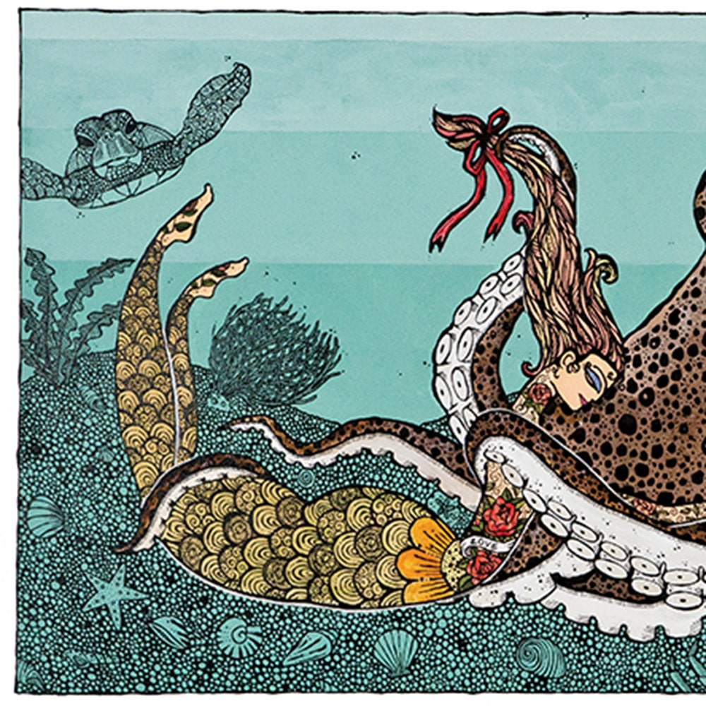 Octopus and Mermaid Art Print A Passion for Ink Tattoo Art - Etsy