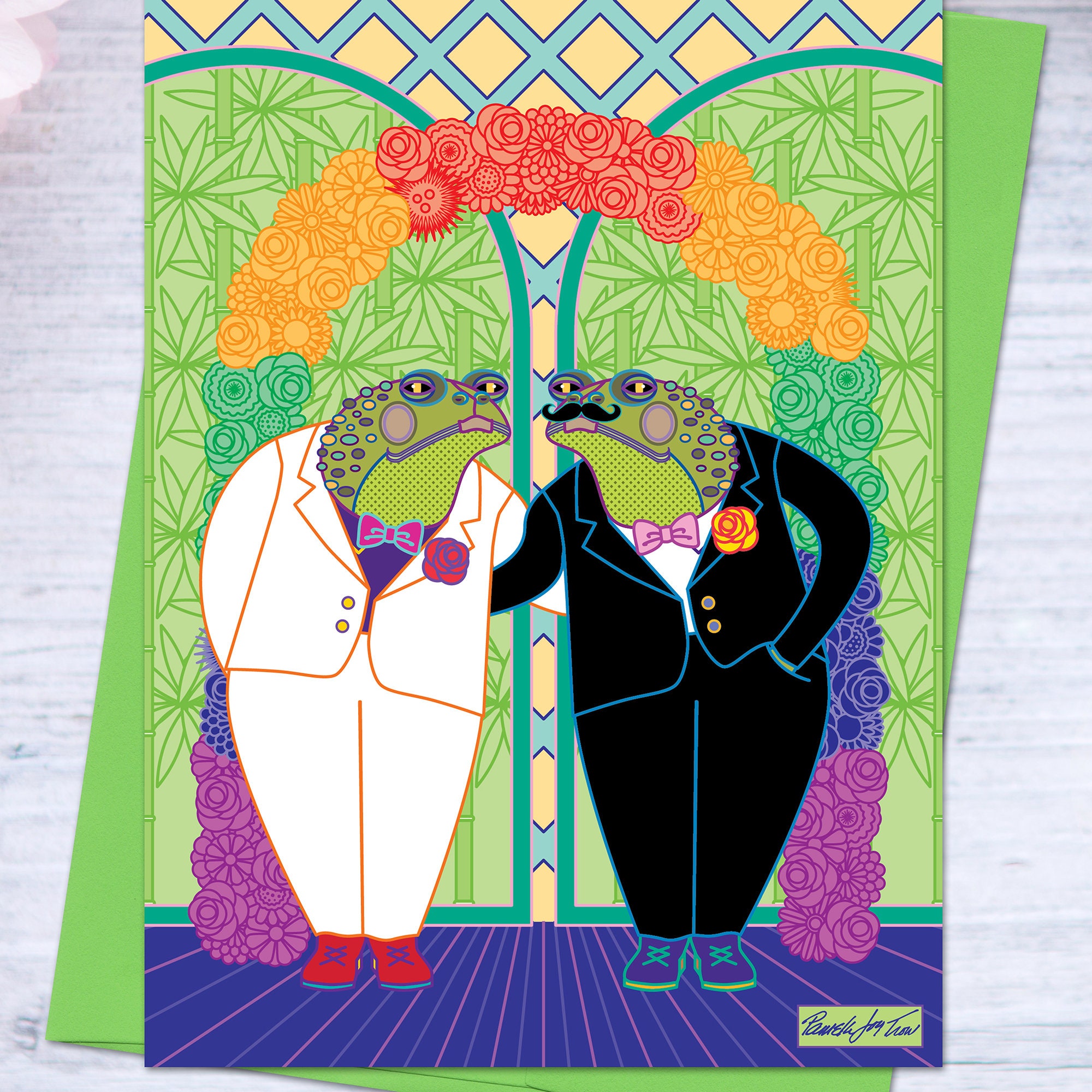 Choose your pronouns or titles LGBTQ+ Frog Wedding Card adapted from my ...