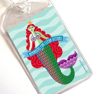 Mermaids With Messages- Clean Oceans Vinyl Luggage Tag - Etsy