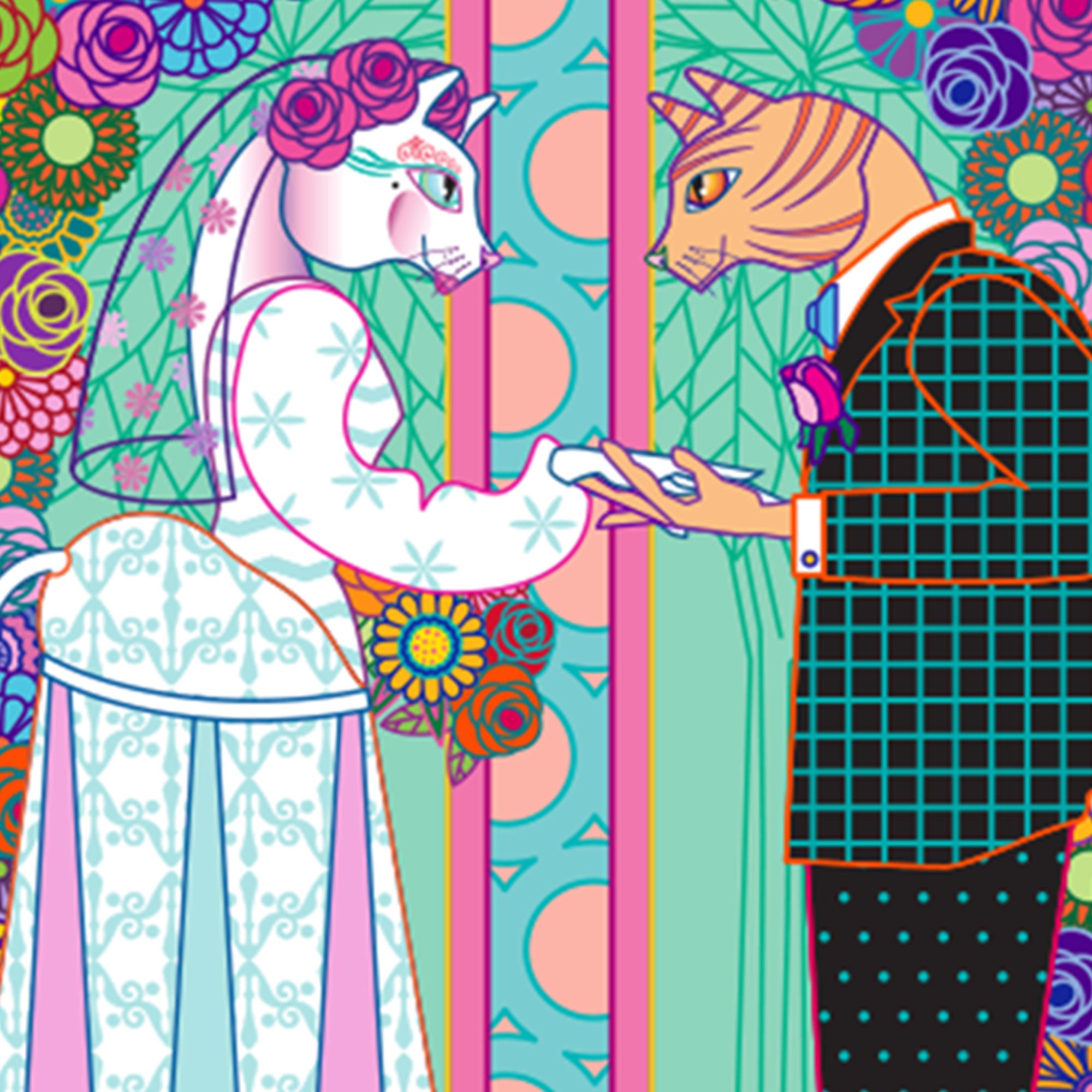 Cat Bride and Groom Wedding Art Print 8x10 - Etsy