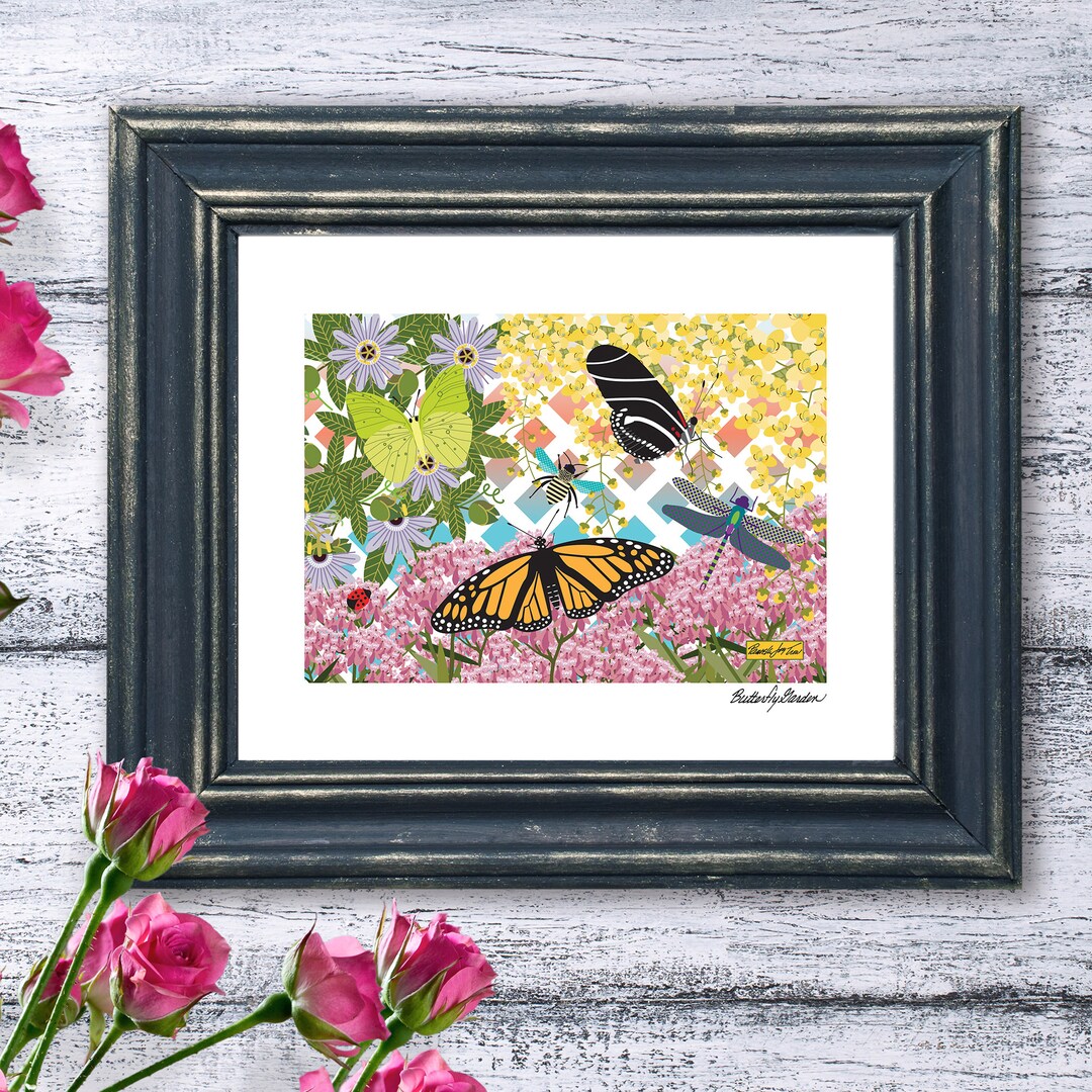 Butterfly Garden Print 8x10 - Etsy