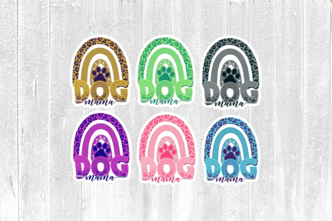 Dog Mama Sticker, Dog Mom Sticker, Leopard Print Sticker, Boho Rainbow ...