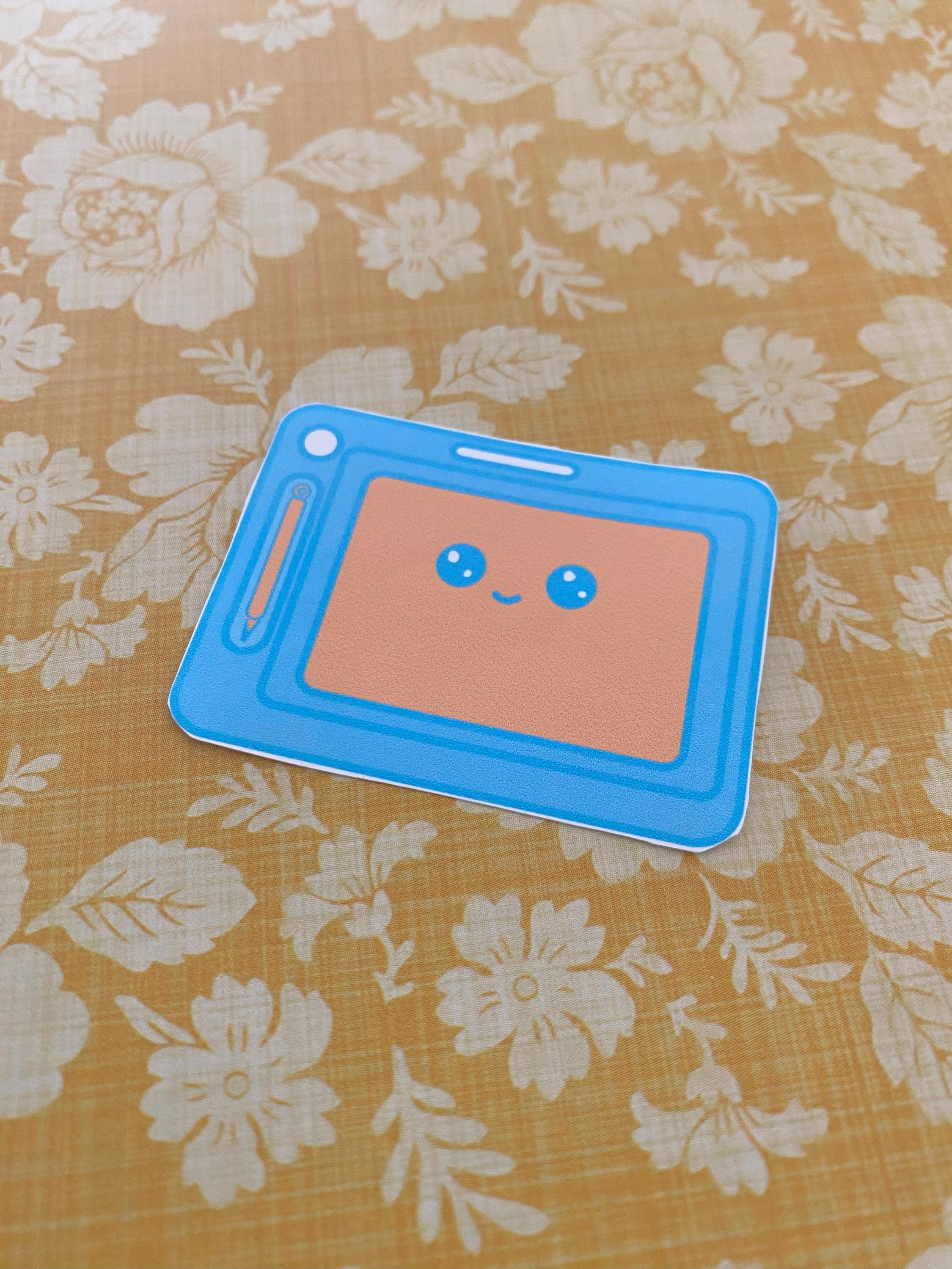 Kawaii 90s Nostalgia Sticker - Orange & Blue Drawing Board Design ...