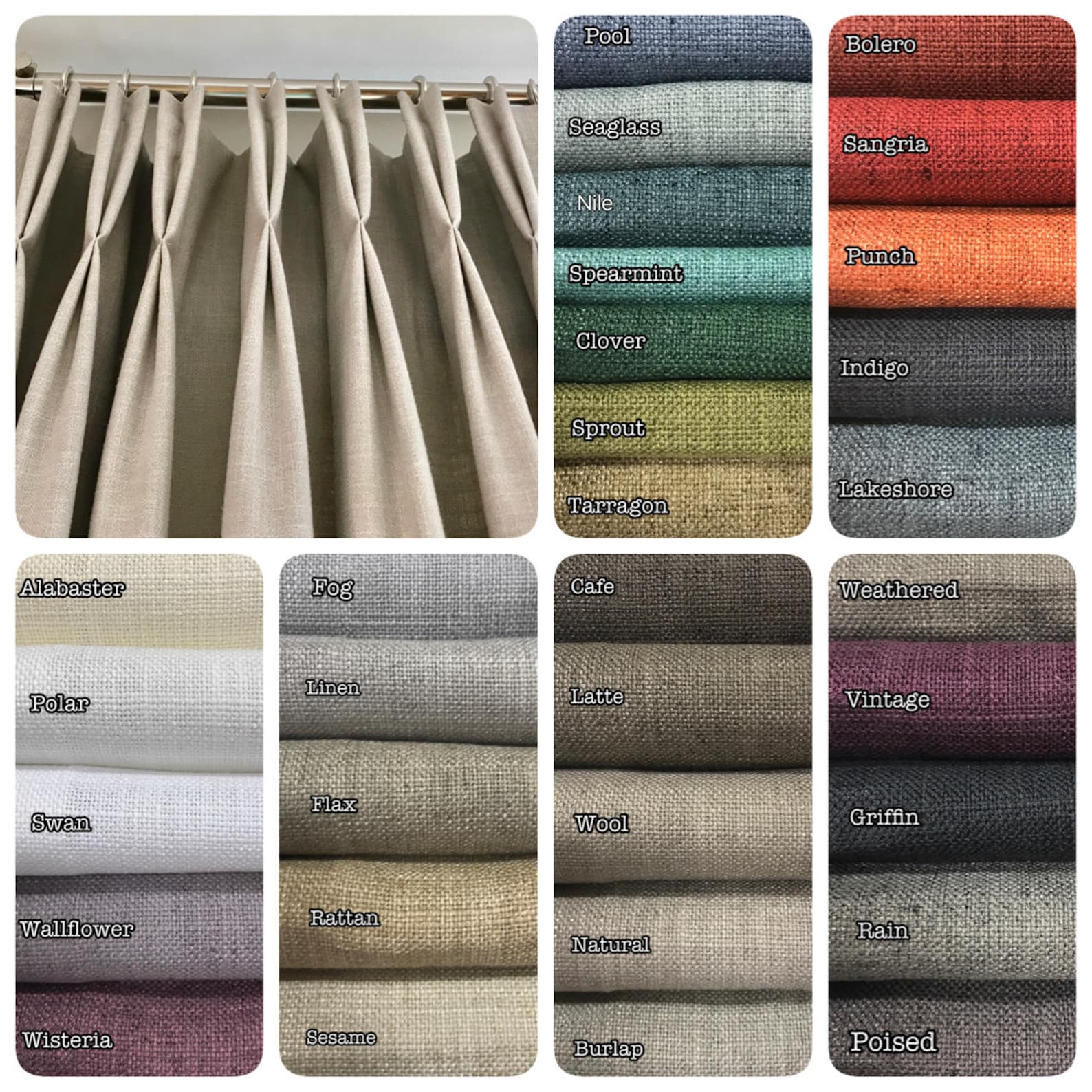 New Barista Custom Linen Drapery Collection in 32 Colors. - Etsy Canada