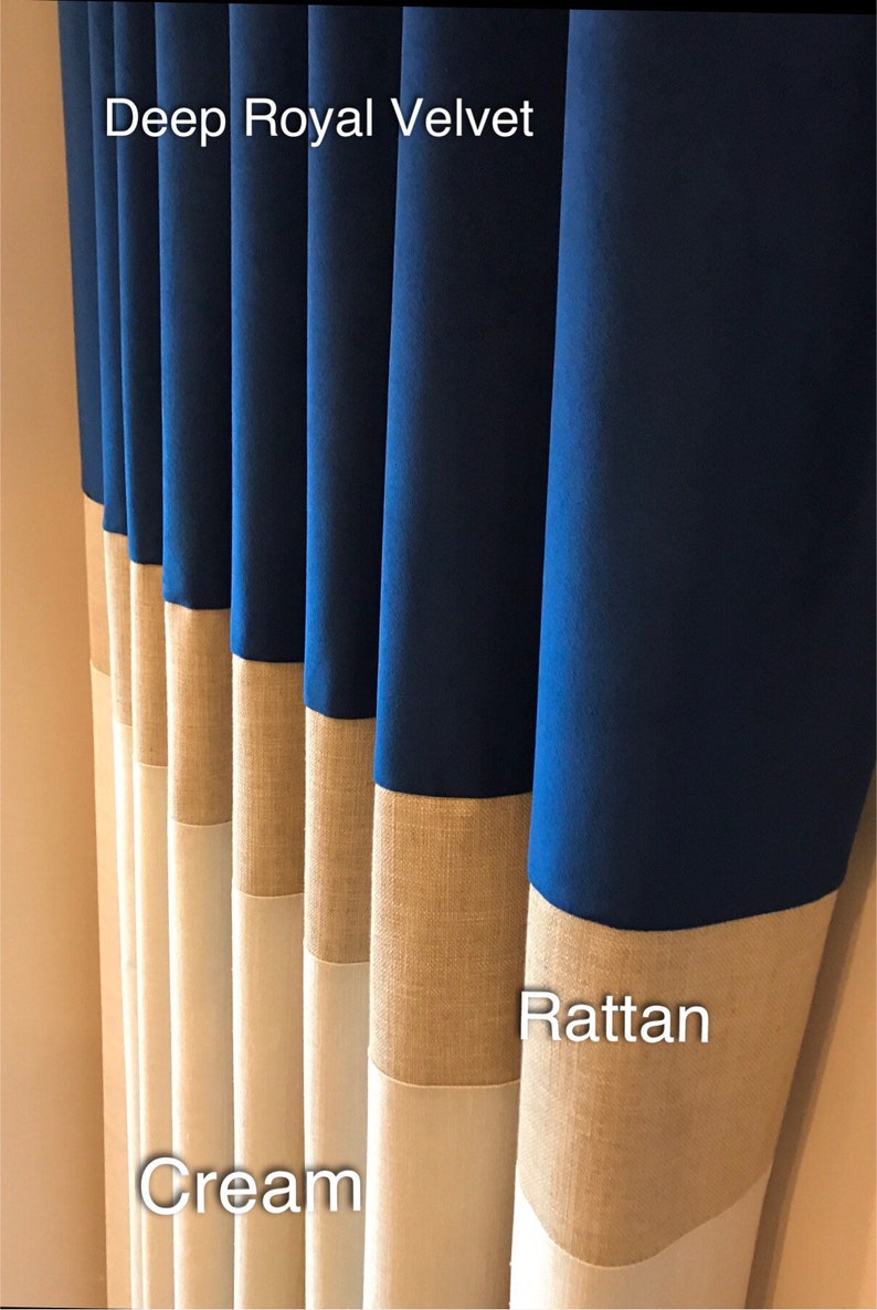 Color Block Velvet & Linen Drapery Panels - Custom- Made to Order ...