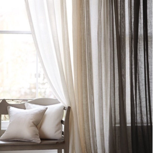 Natural Linen Sheer Curtains Chic Romantic - Etsy