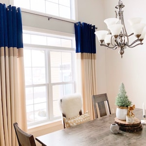 Color Block Designer Drapery Collection .velvet and Linen Blend Custom ...