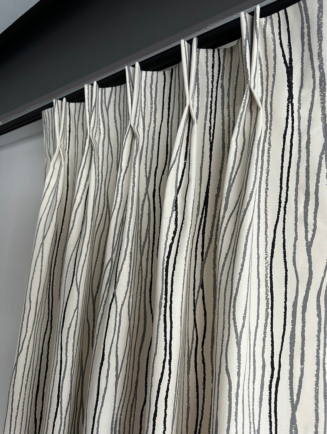 Artsthread Designer Striped Cotton Print Drapery Panels. Custom High ...