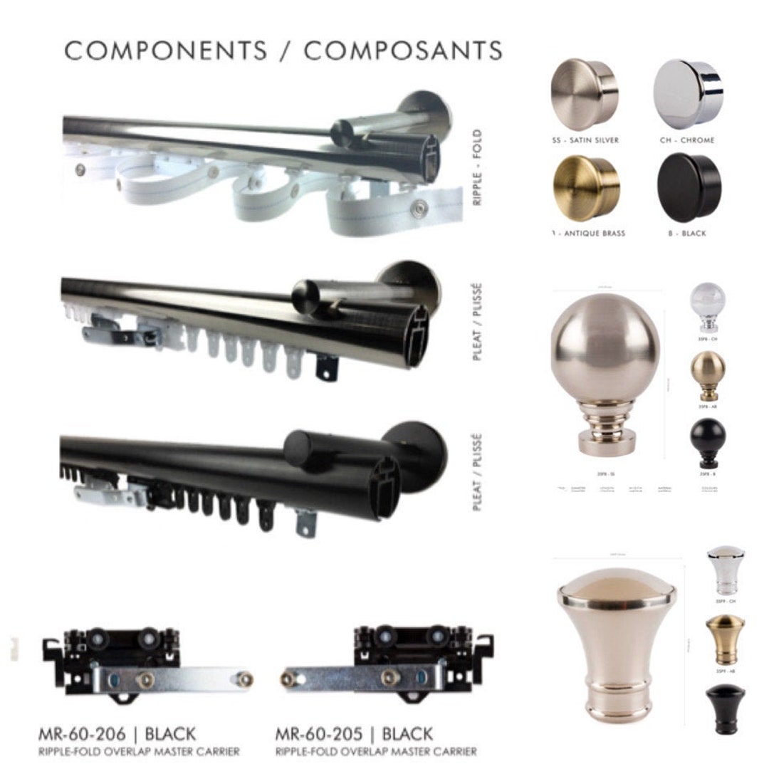 Ripple Fold Designer Drapery Rods in 4 Color Finishes. 6ft, 8ft, 13ft ...