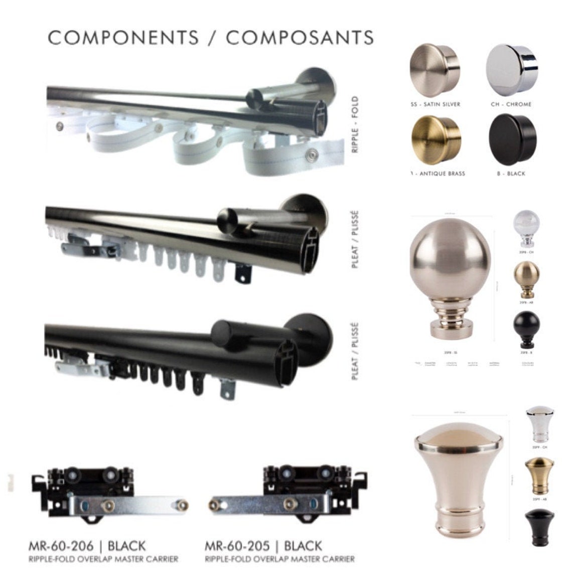 Ripple fold designer drapery rods in 4 color finishes. 6.5ft | Etsy