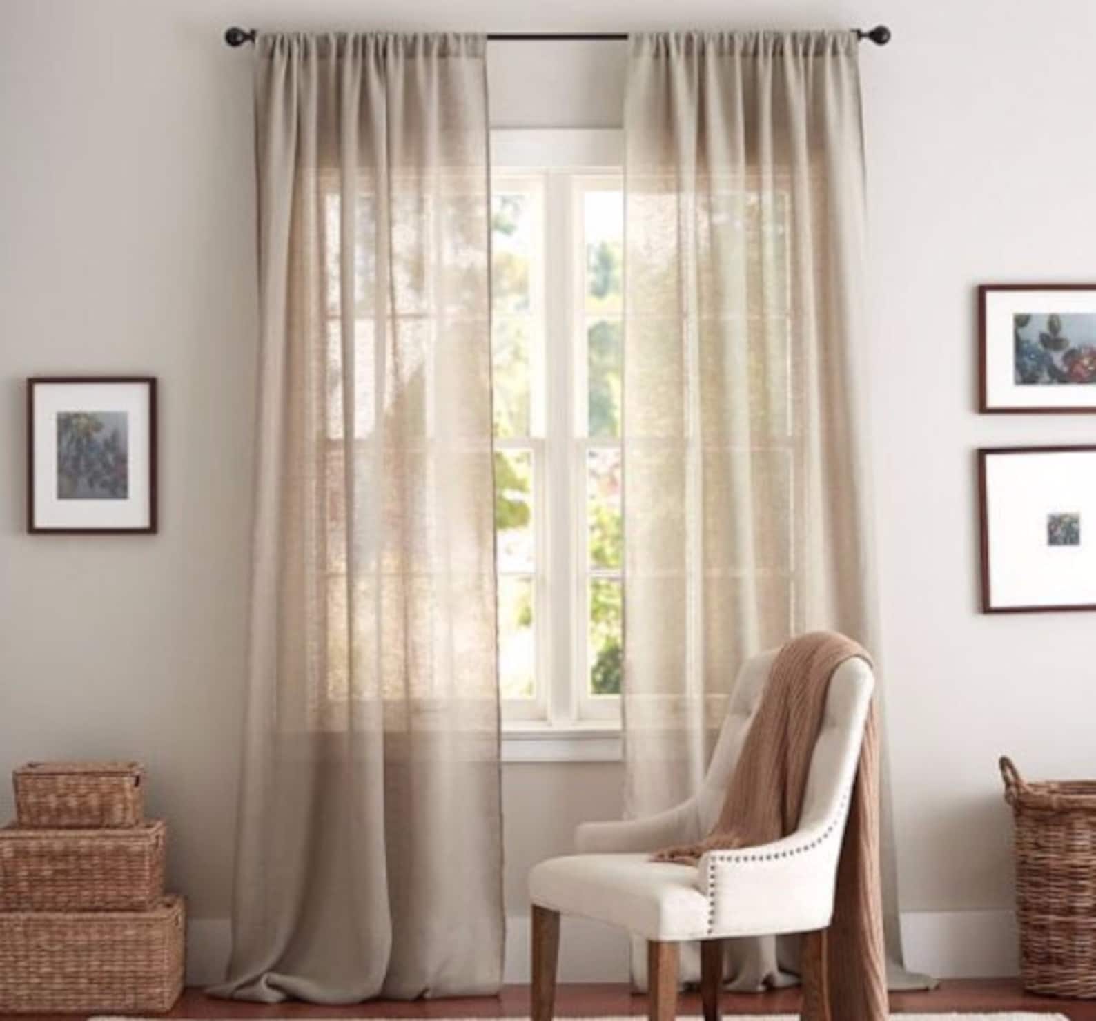 100% Linen Relaxed Rod Pocket Drapery Panels. Custom Drapery. - Etsy Canada