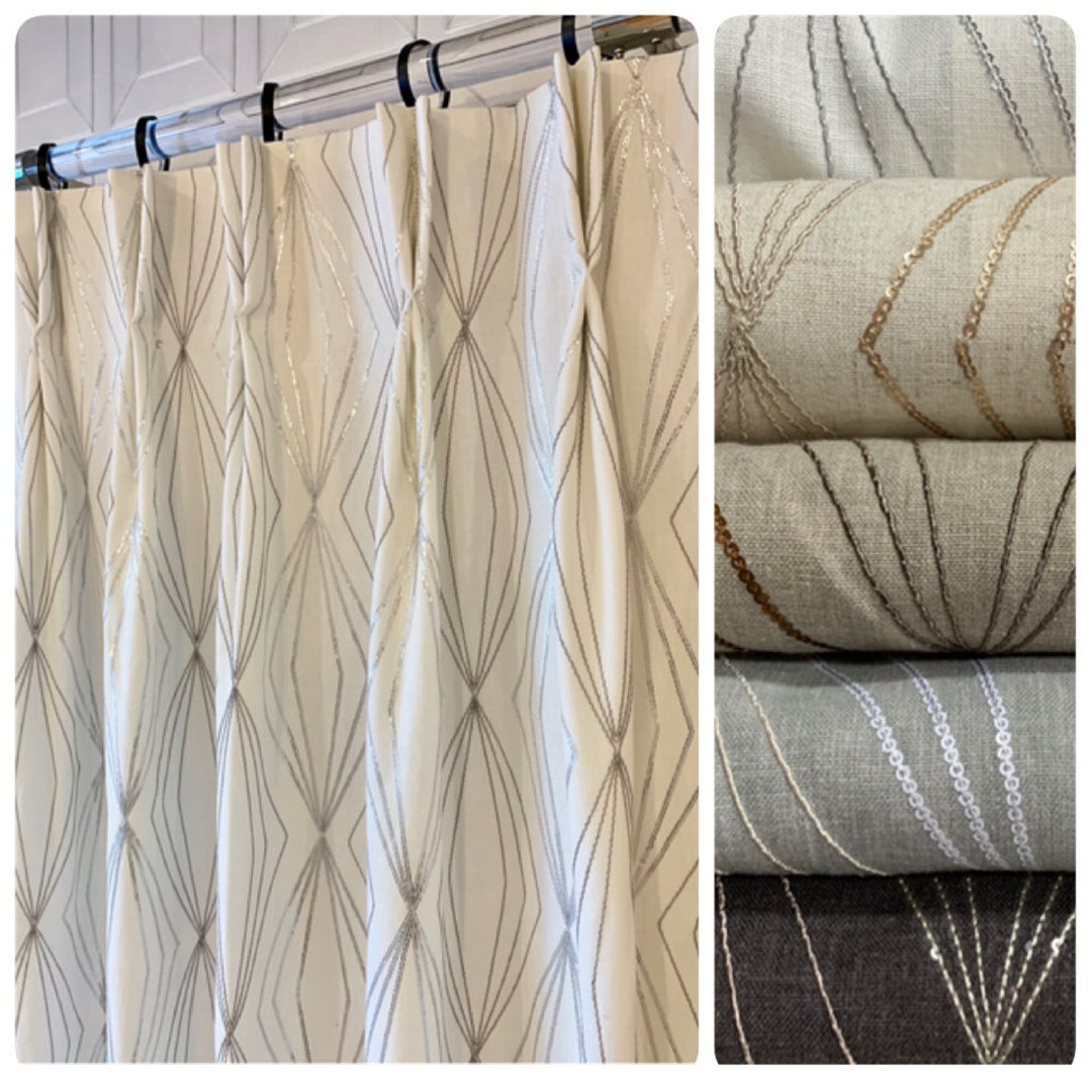 Custom Designer Drapery "novara" Collection. Embroidered Geometric ...