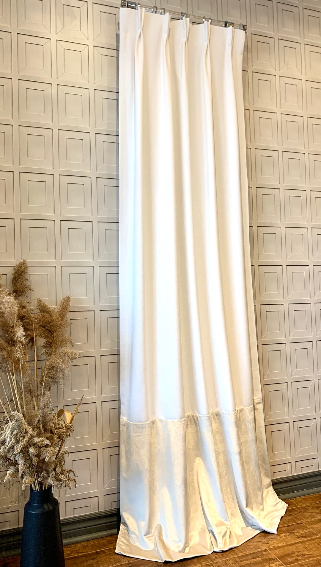 Color Block Linen and Lustre Velvet Designer Drapery Panels. Color ...