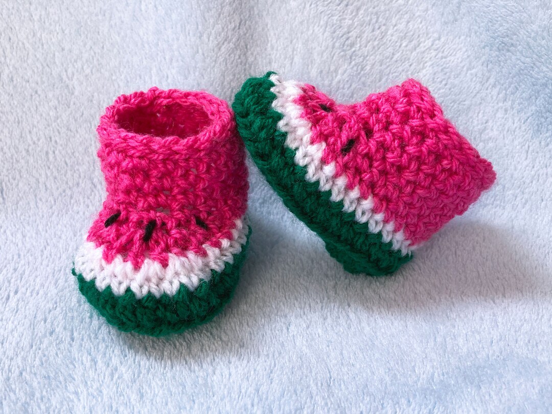 Watermelon Baby Booties, Crochet Shoe, Newborn, Outfit, Novelty ...