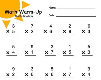 Addition Warm-up or Homework Learning Worksheet for Elementary Students ...