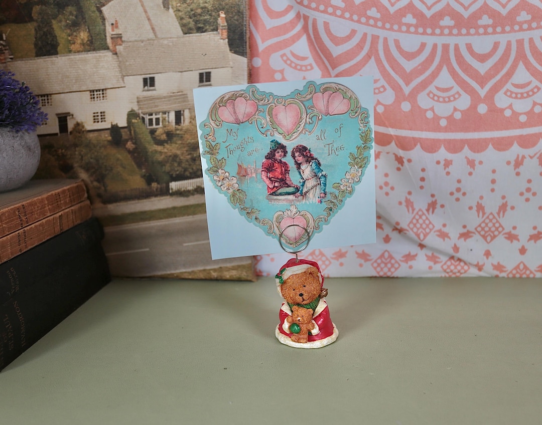 Vintage Christmas Teddy Bear Card Holder - Betterware Ornament - Etsy