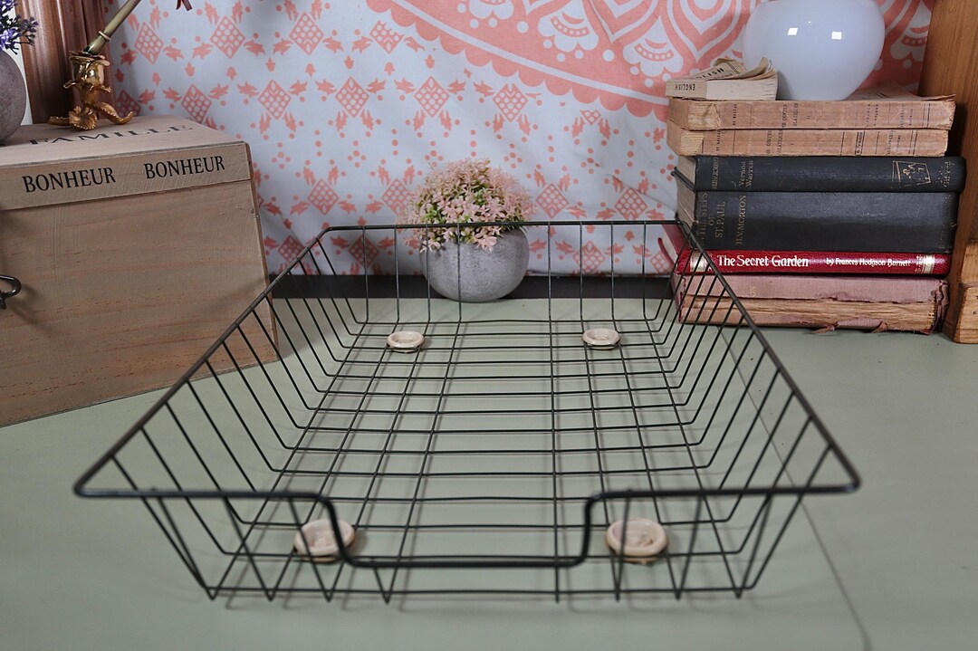 Vintage Green Wire Paper Tray Desktop File Tray - Etsy