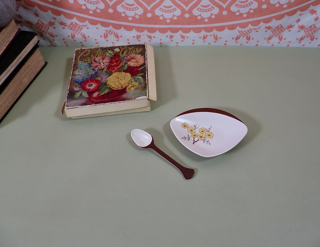 Vintage Condiment Pot Carlton Ware Floral Preserve Dish and Spoon With ...