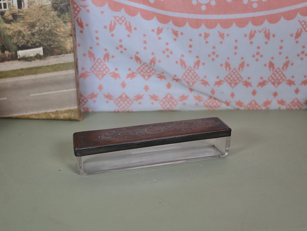 Vintage Pen Box Glass and Metal Pen Box Old Pen Storage - Etsy