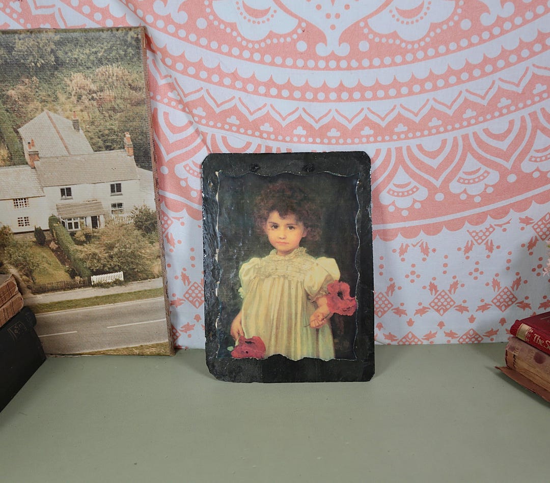 Vintage Decoupage Slate Girl Decorated Slate - Etsy