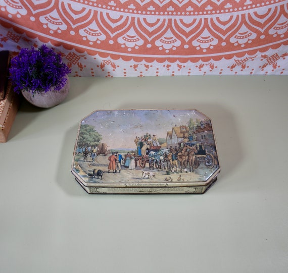 Vintage Rustic Storage Tin Old Biscuit Tin Old Storage Tins Keepsake ...