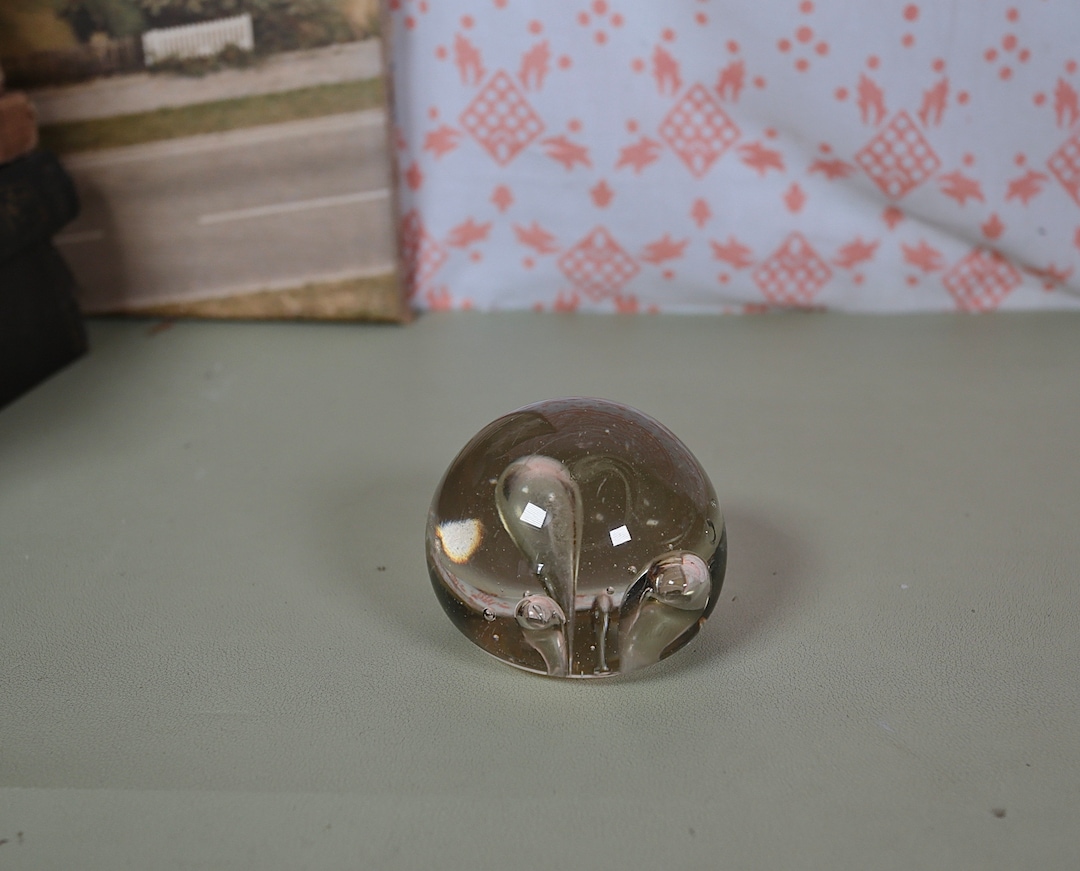 Vintage Paperweight Round Glass Paperweight - Etsy