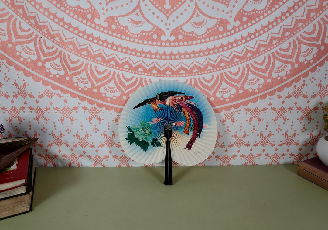 Vintage Fan Bird Fan Old Bird Folding Paper Fan Old Wall Decor Old Fan ...