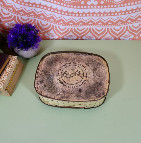 Vintage Rustic Storage Tin Old Biscuit Tin Old Storage Tins Keepsake ...
