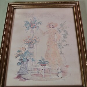 Vintage Framed Print Elegant Lady and Floral Print - Etsy