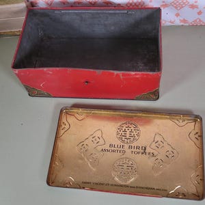 Vintage Tin Rustic Blue Bird Toffee Tin - Etsy