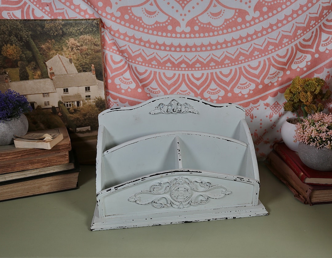 Vintage Letter Rack Wooden Painted White Letter Rack - Etsy