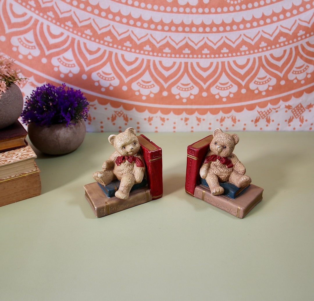 Vintage Bookends Small Teddy Bear Bookends - Etsy