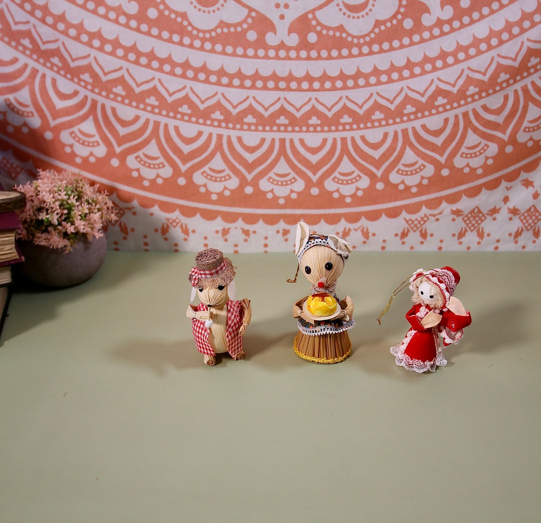 Vintage Dolls 3 Small Straw Dolls Collectors Dolls Old Straw Animal ...