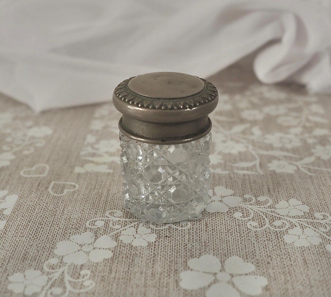 Vintage Small Glass Inkwell Metal Lid - Etsy