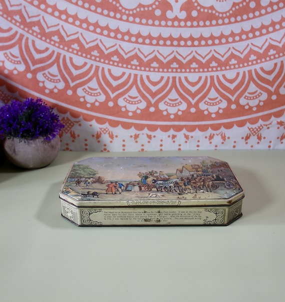 Vintage Rustic Storage Tin Old Biscuit Tin Old Storage Tins Keepsake ...