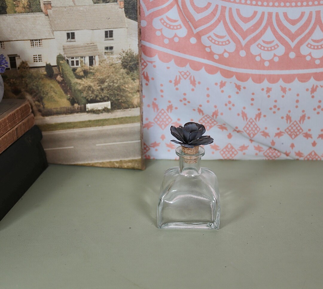 Vintage Glass Inkwell Bottle With A Rose Cork Stopper - Etsy