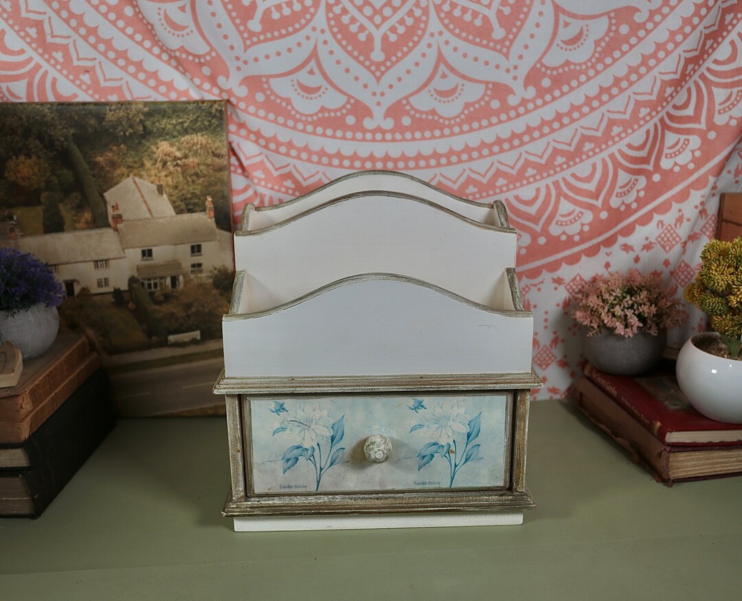 Vintage Letter Rack White Letter Rack With Drawer - Etsy