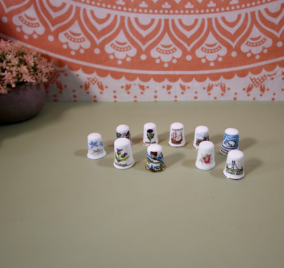 Vintage Thimbles Collection of 10 Bone China Thimbles - Etsy