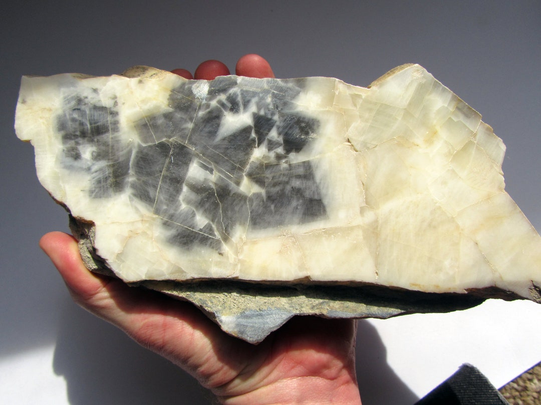 Calcite Chunk White Cream Color, With Odd Black Triangles in It. - Etsy