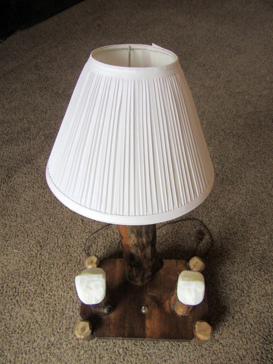 Rustic Custom Wood Lamp, Rock Night Light - Etsy