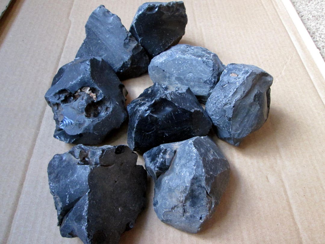 8 Pieces of 1 1/2 Lb+ Pieces of Obsidian Glass Agate, Glassy Lava, Xaga ...