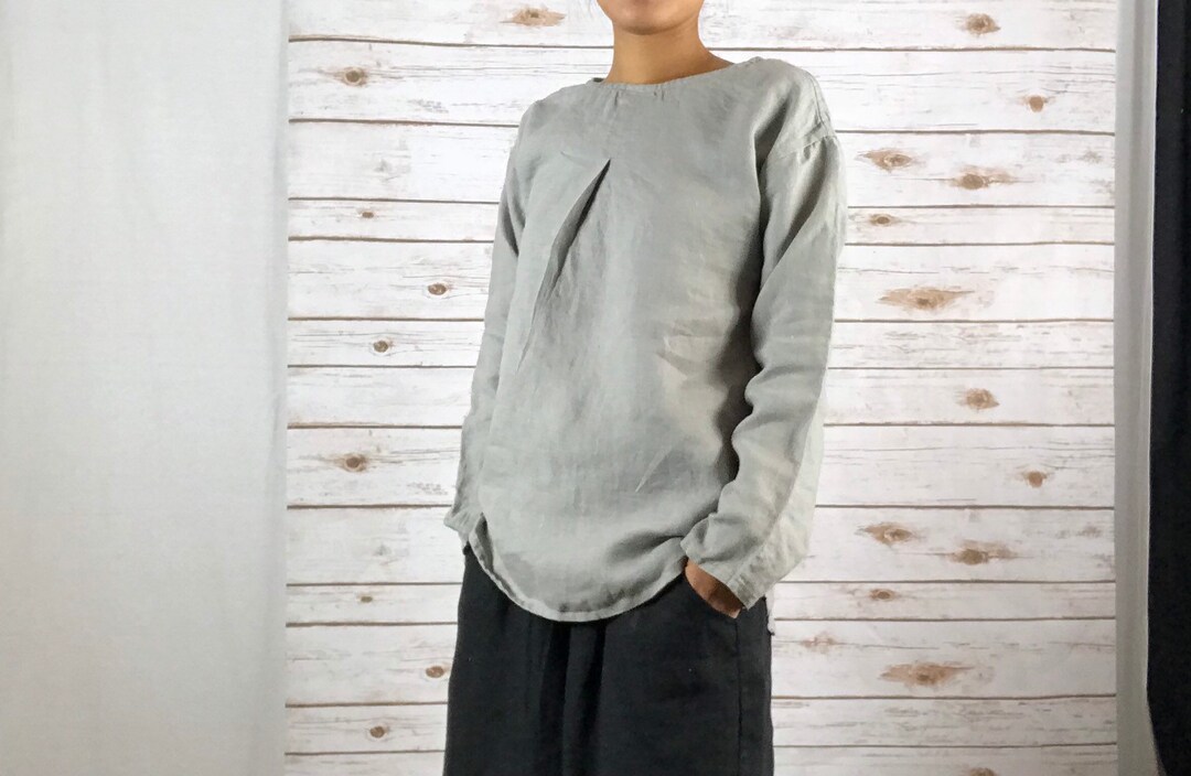 LT 1524/100% LEINEN Bluse /Leinen Top 26-27"/Lange Ärmel - Etsy.de
