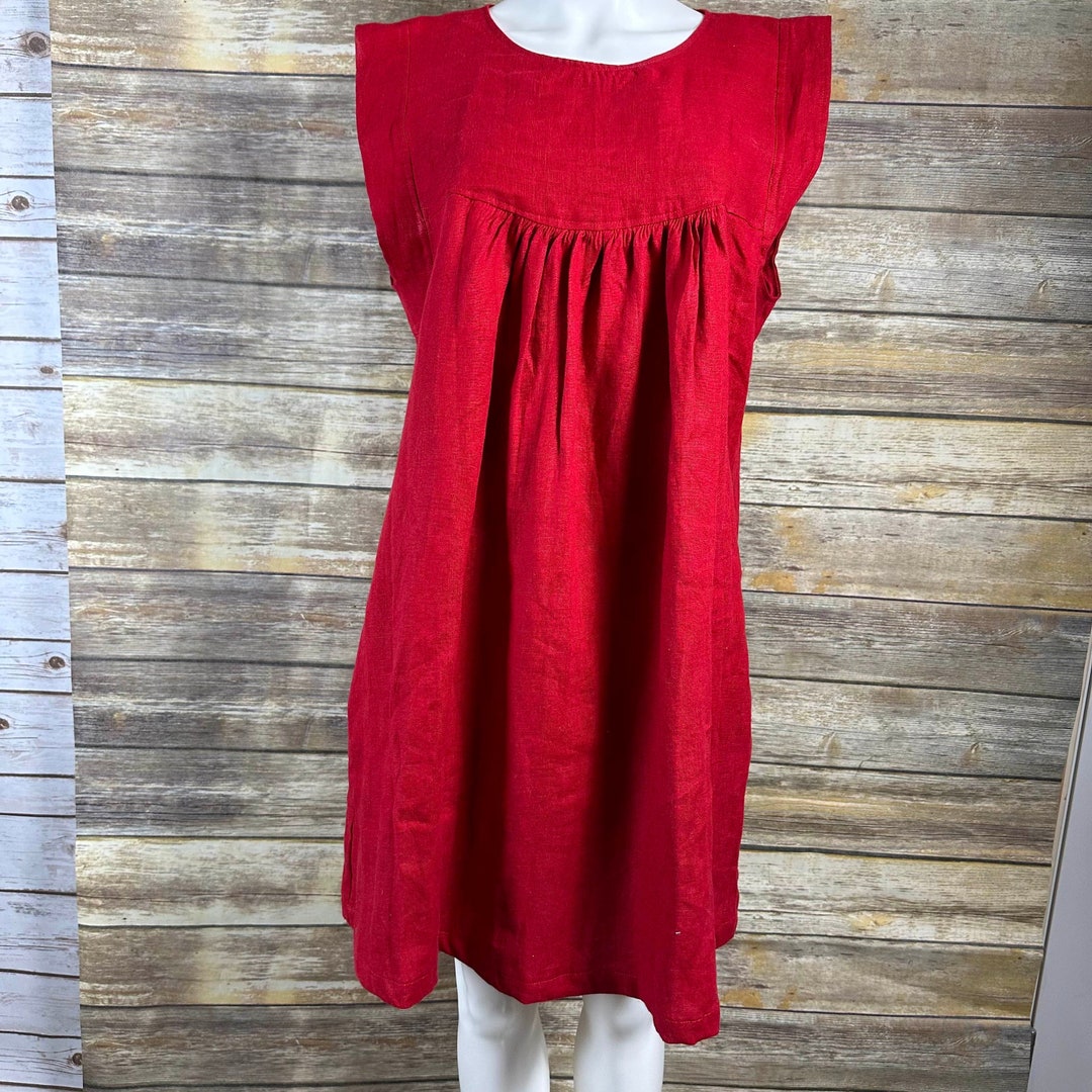 LD 1804/RED/100% LINEN Dress/ Length: 34.5" - Etsy