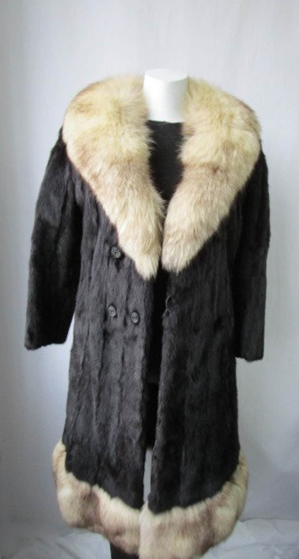 Women's Sz 4 Black Muskrat Fur Coat Jacket Fox Fur MINT - Etsy