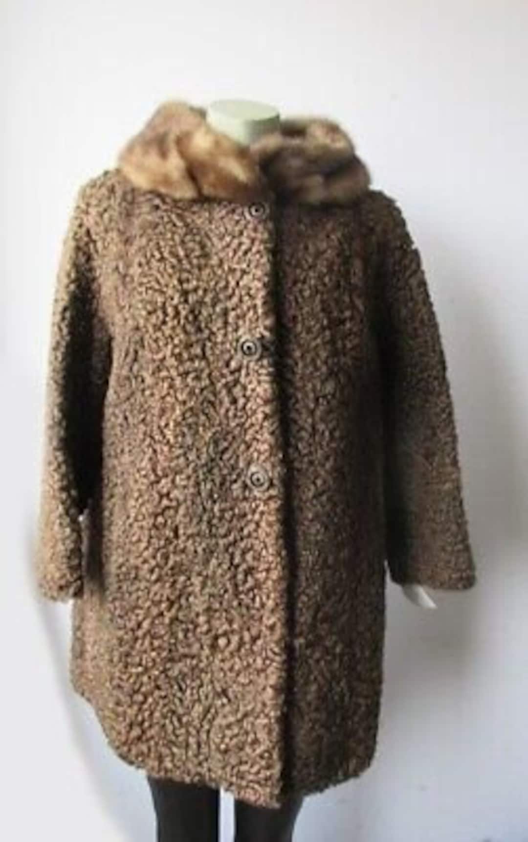 Women's Sz 10 Brown Persian Lamb Fur Coat Mink Fur MINT - Etsy