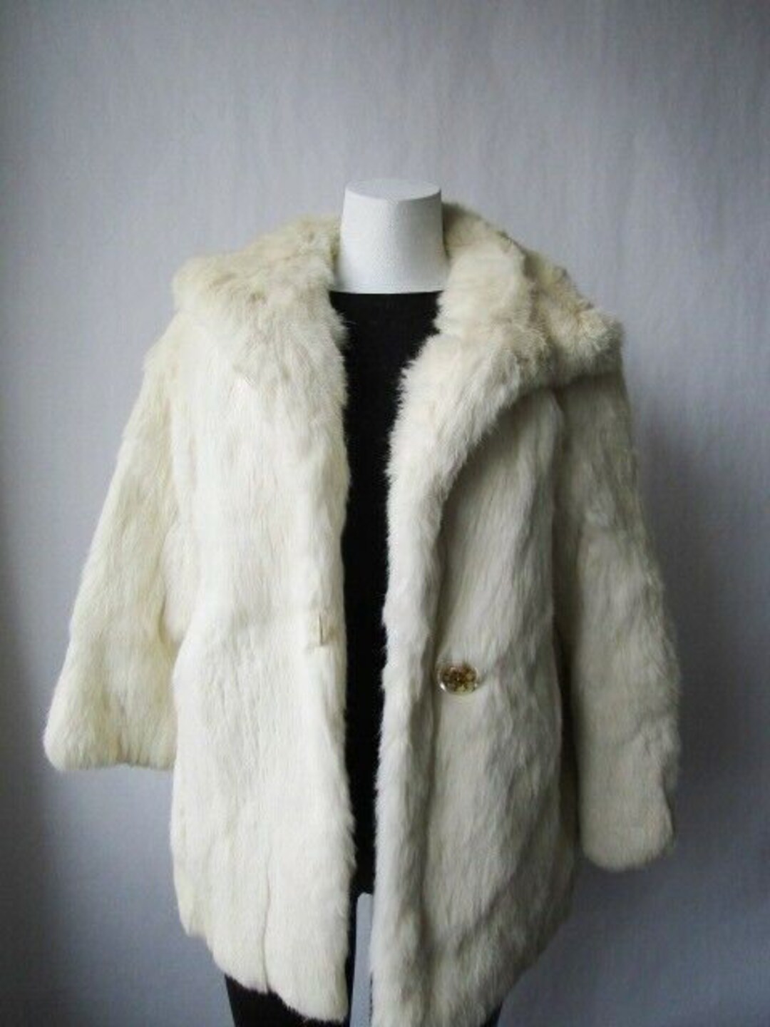 Women's Sz 6 Natural Rabbit Fur Coat Jacket MINT - Etsy