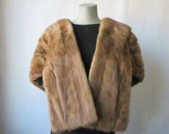 Beige MINK Fur Cape, Blonde Real Vintage Stole, Bridal Bolero Jacket ...