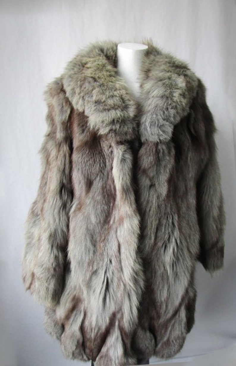 Women's Sz 6 Mint Gray Fox Fur Coat Jacket - Etsy