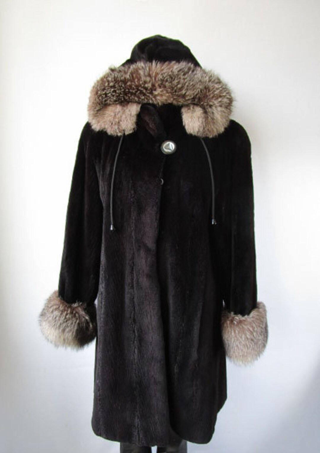 Women's Sz 6 Sheared Real Mink Fur Coat With Fox Superb HOOD - Etsy